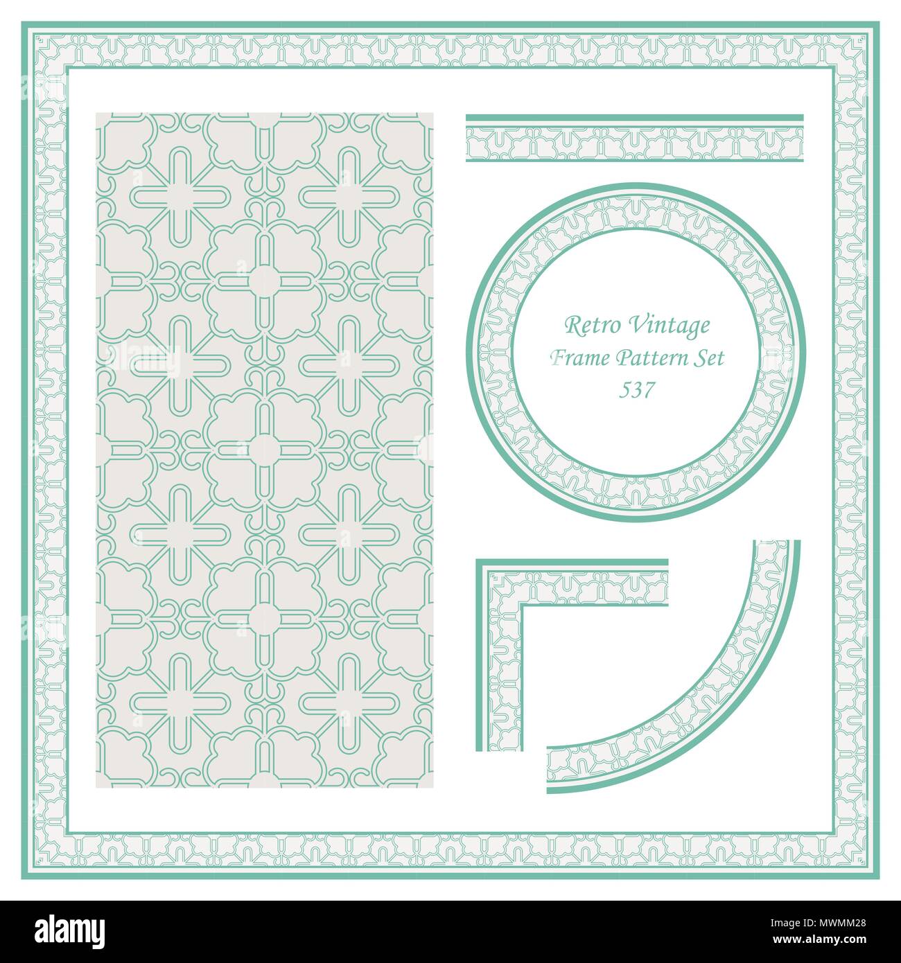 Vintage border retro pattern background and frame decoration template ...