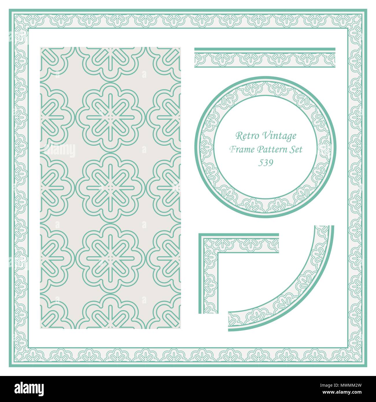 Vintage border retro pattern background and frame decoration template ...