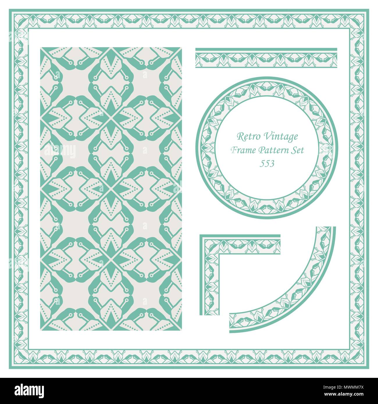 Vintage border retro pattern background and frame decoration template ...