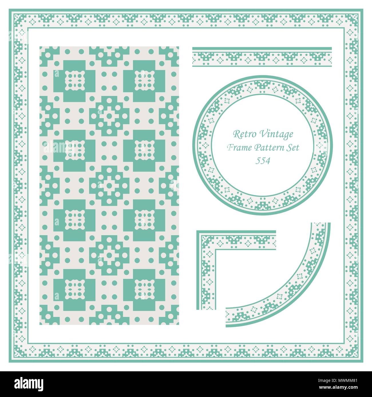 Vintage border retro pattern background and frame decoration template ...