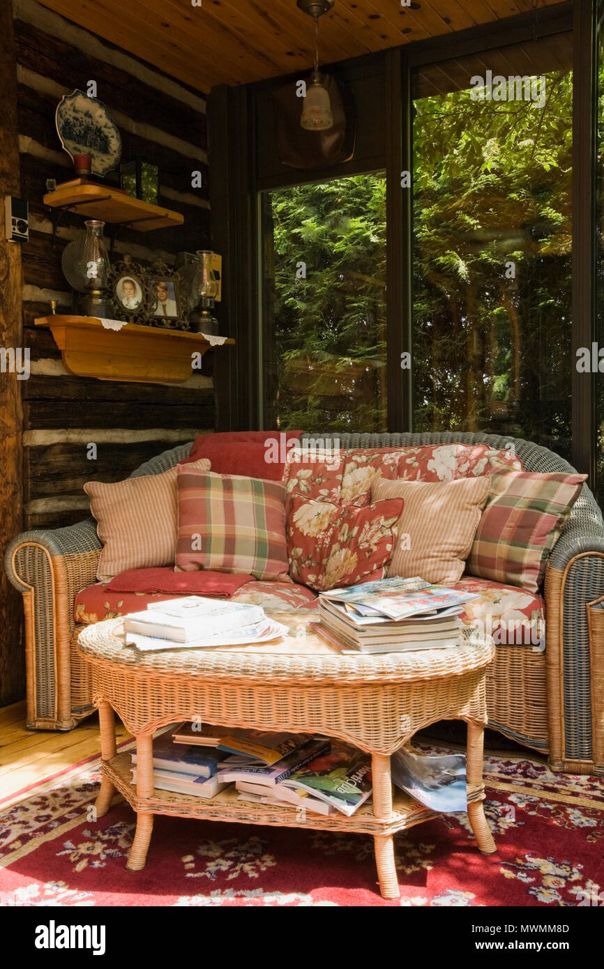 Solarium room attached to an old canadiana residential log home hi-res ...