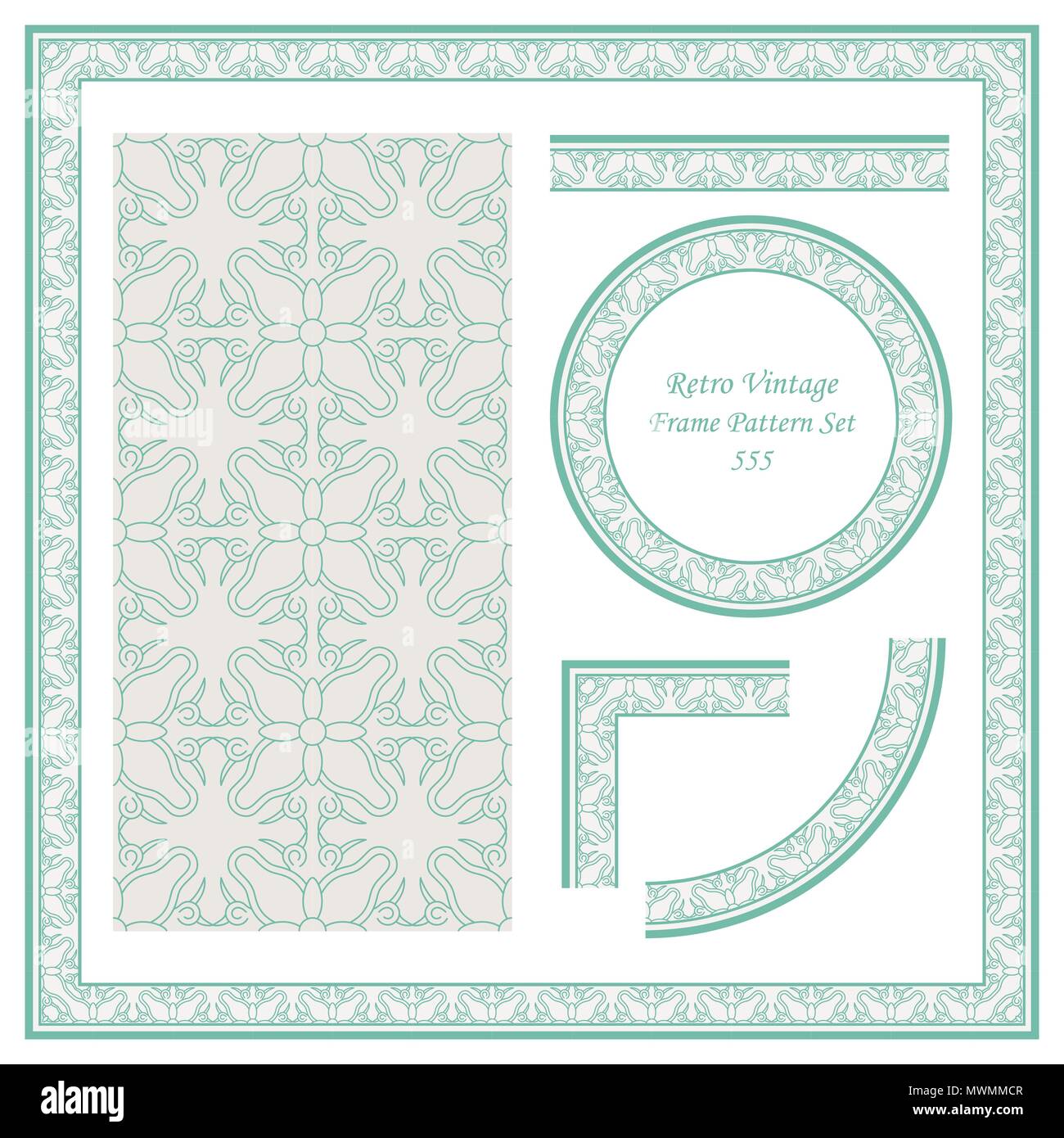 Vintage border retro pattern background and frame decoration template ...
