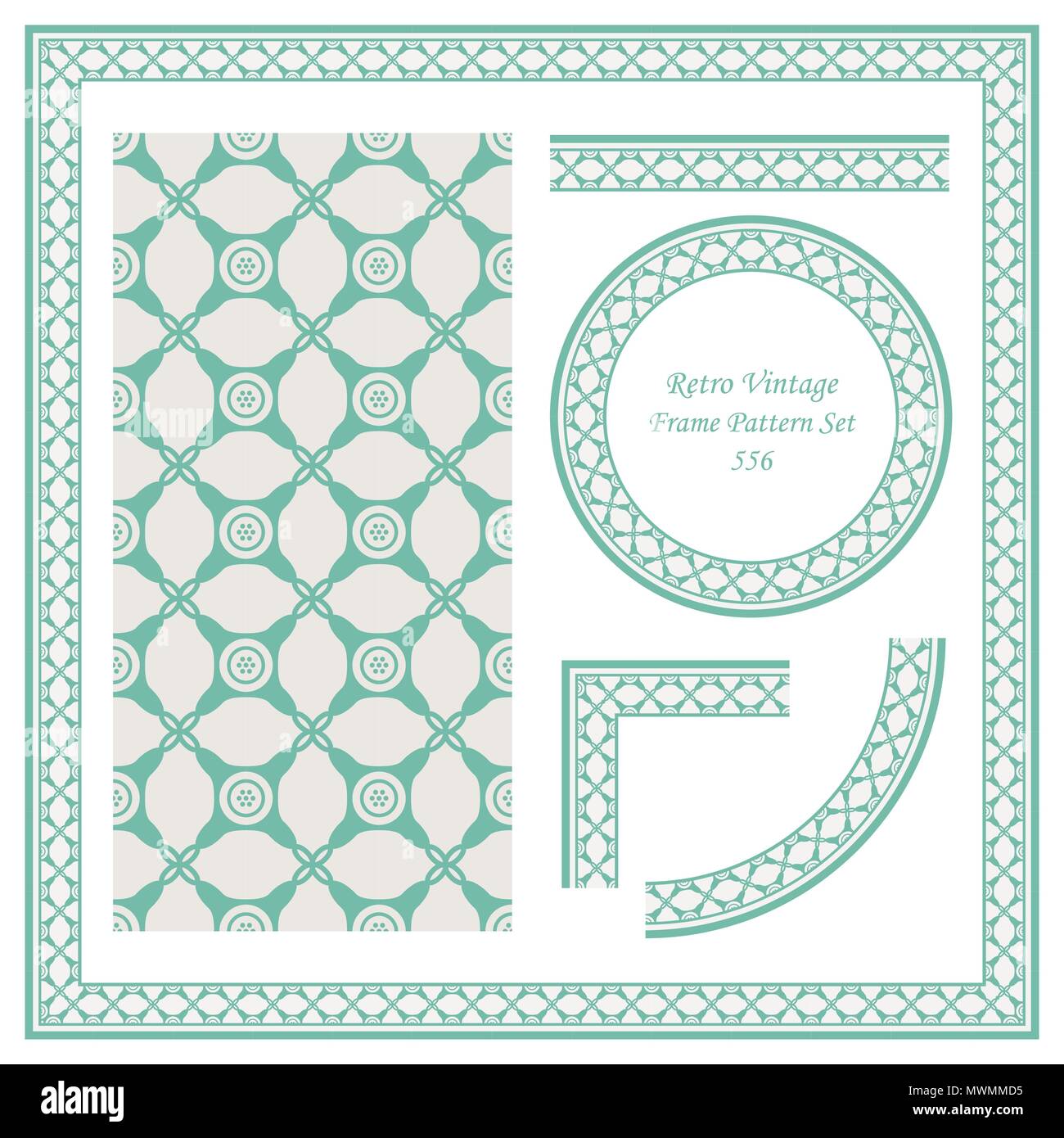 Vintage border retro pattern background and frame decoration template ...