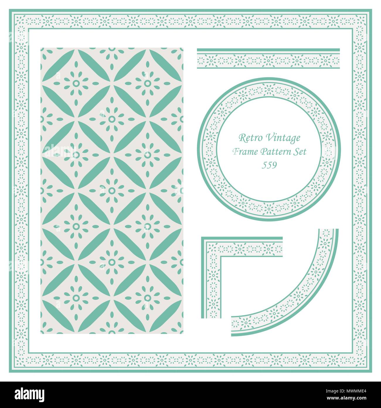 Vintage border retro pattern background and frame decoration template ...