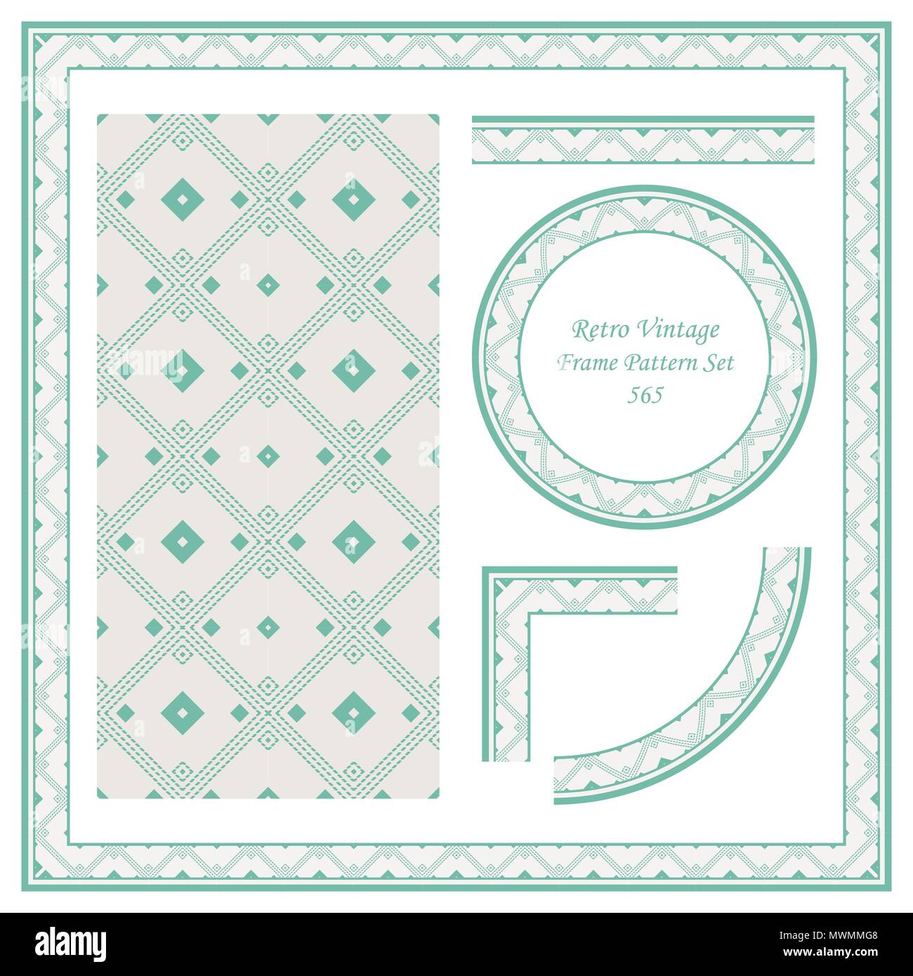 Vintage border retro pattern background and frame decoration template ...