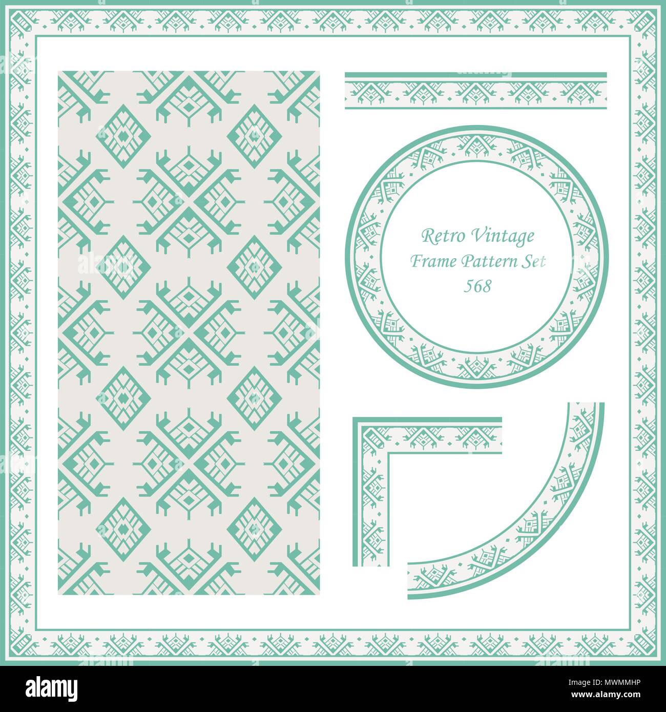 Vintage border retro pattern background and frame decoration template ...