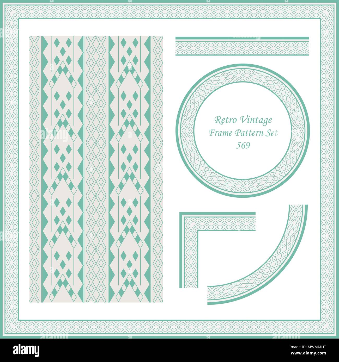 Vintage border retro pattern background and frame decoration template ...
