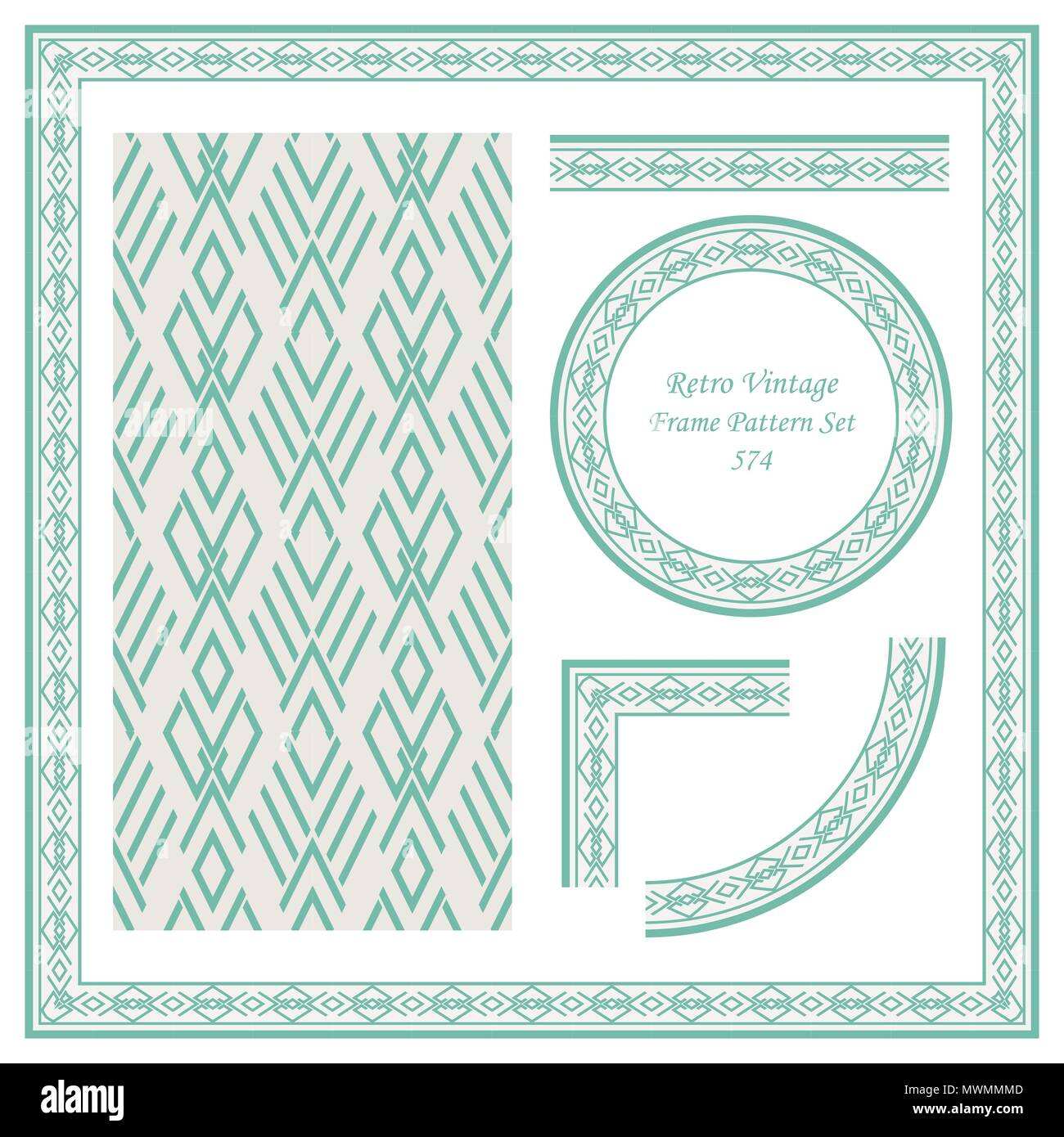 Vintage border retro pattern background and frame decoration template ...