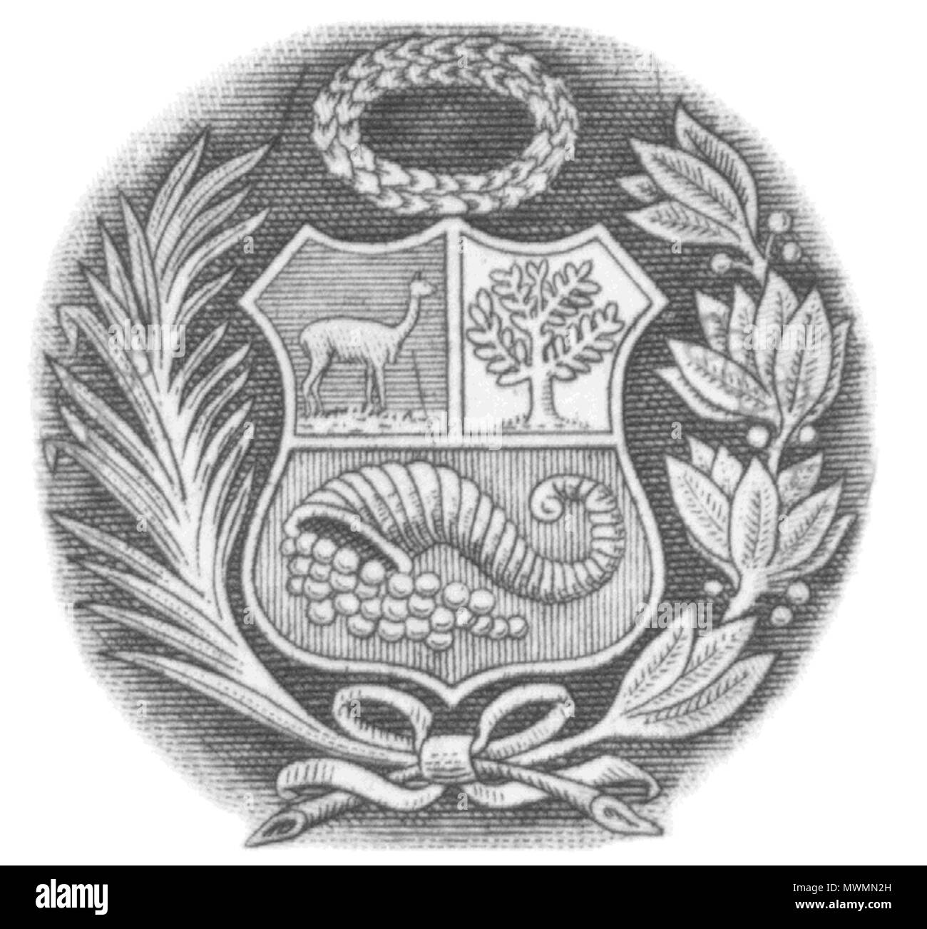 The coat of arms of peru Black and White Stock Photos & Images - Alamy