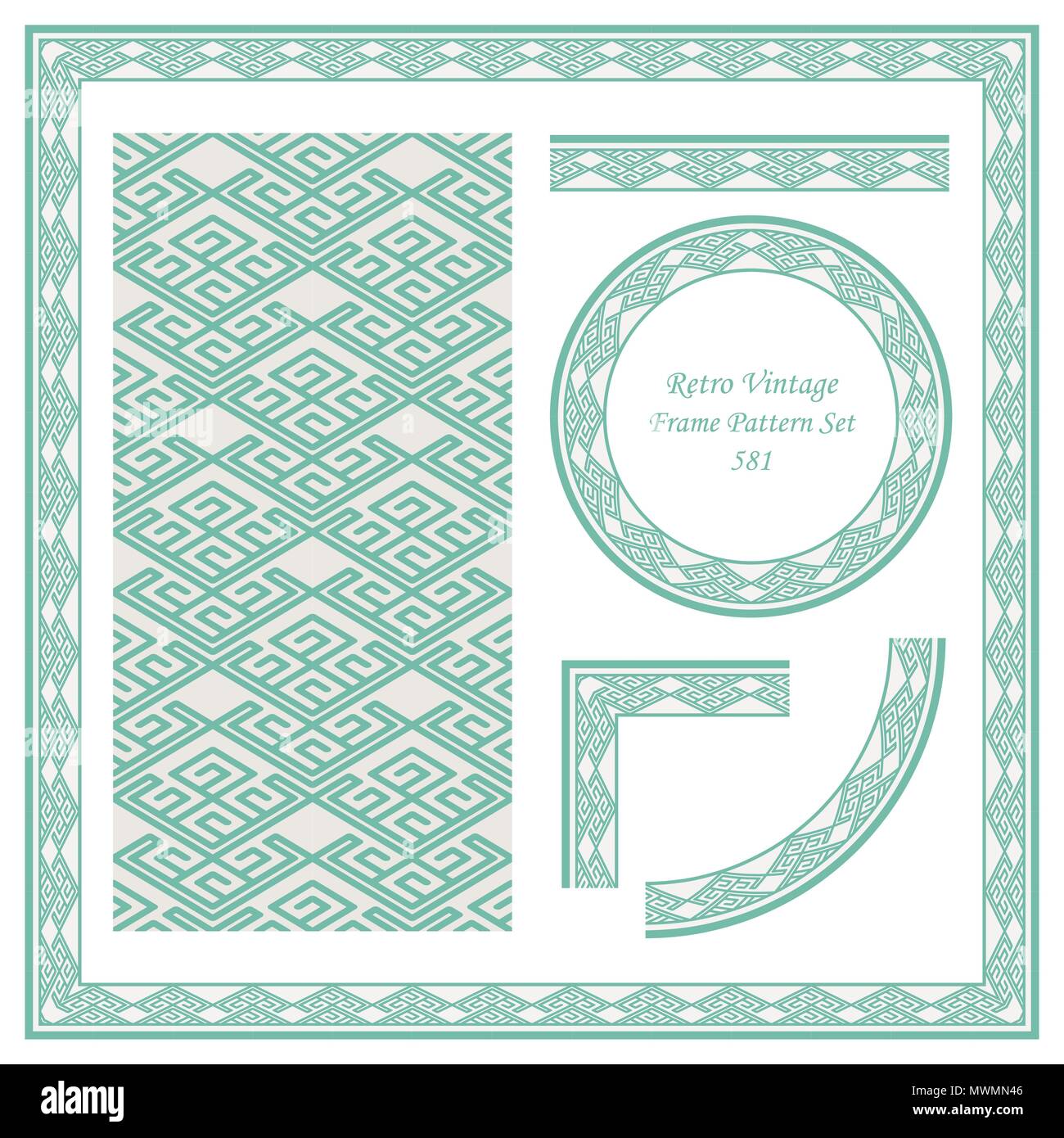 Vintage border retro pattern background and frame decoration template ...