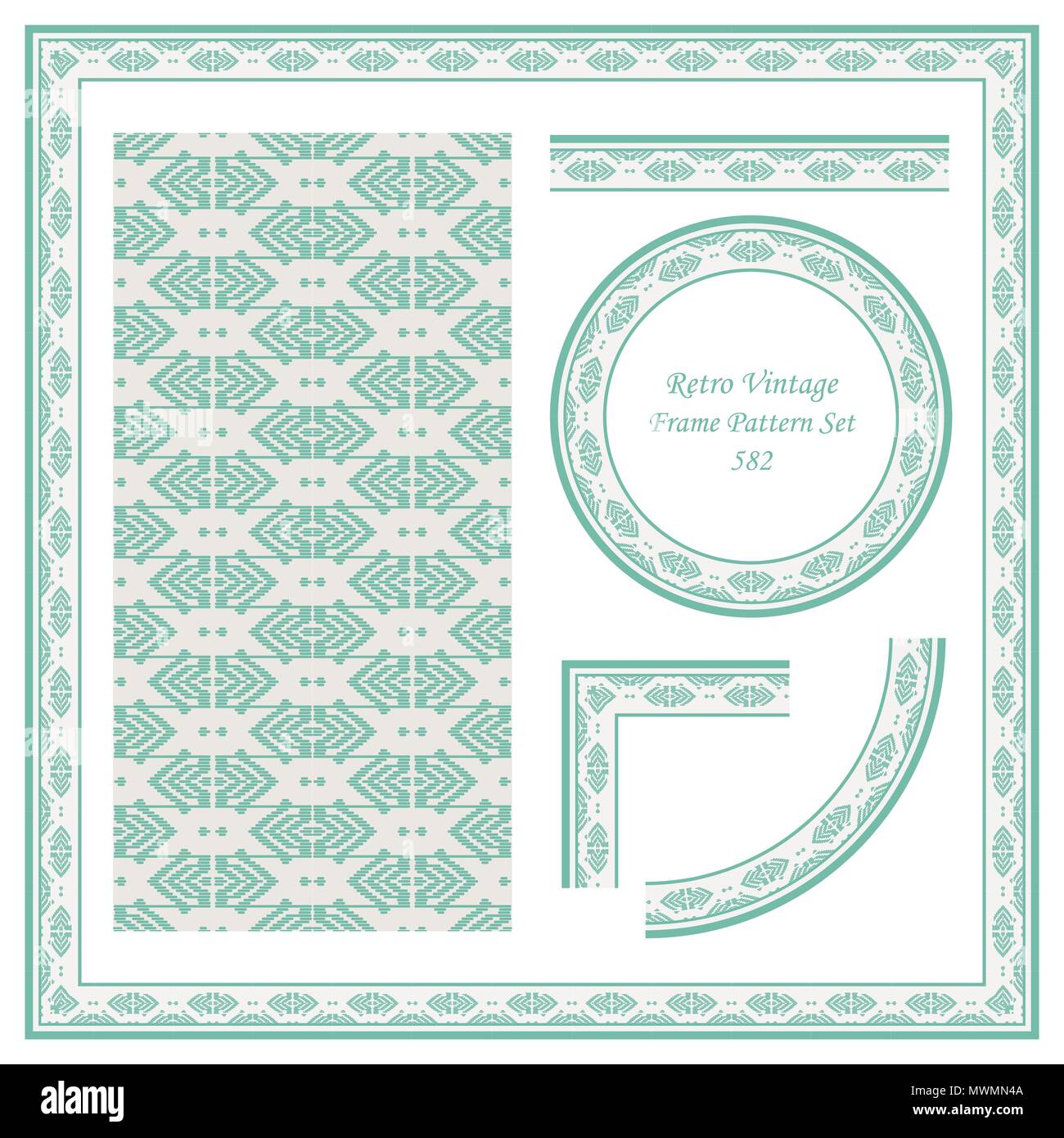 Vintage border retro pattern background and frame decoration template ...
