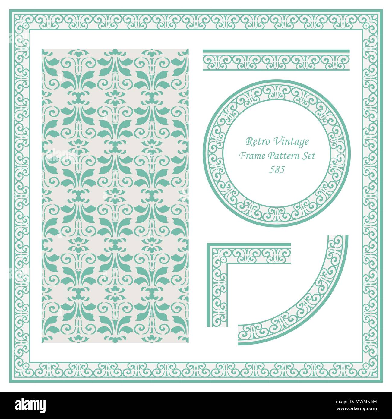 Vintage border retro pattern background and frame decoration template ...