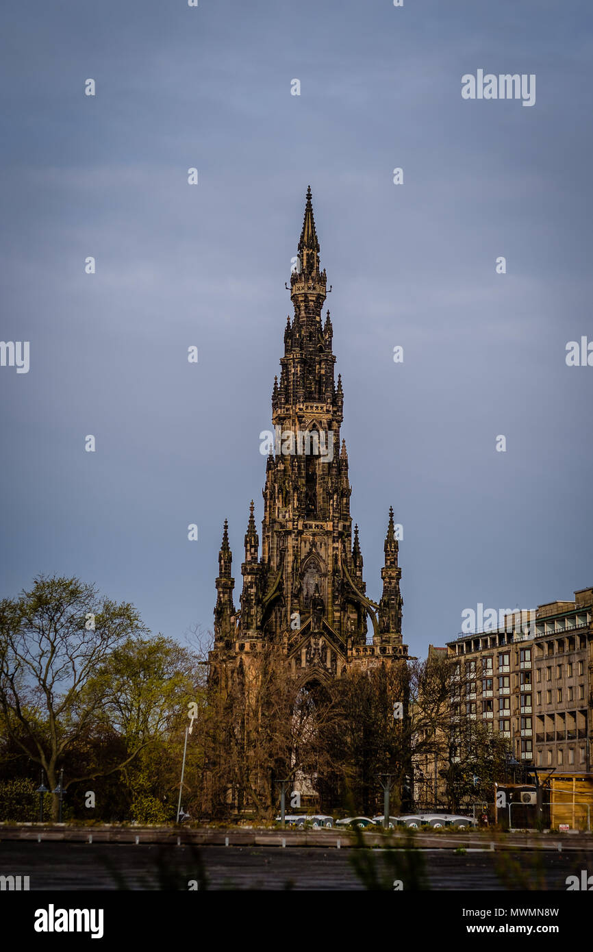 Edinburgh, Scotland - April 27, 2017: Statue of Sr Walter Scott at the ...