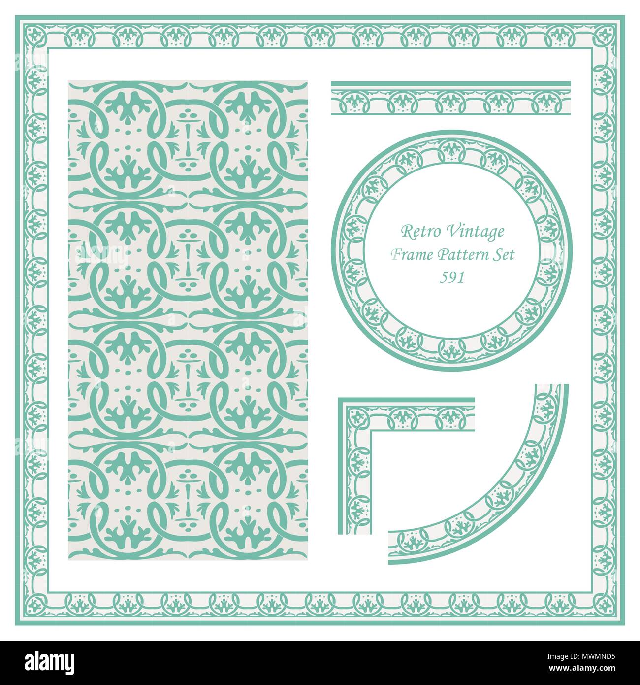 Vintage border retro pattern background and frame decoration template ...