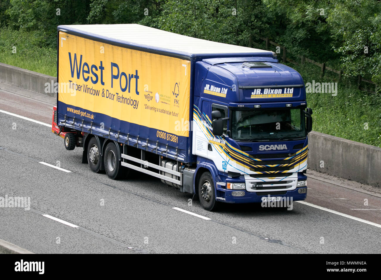 west port timber window and doors logistics HGV lorry M6 motorway Stock ...