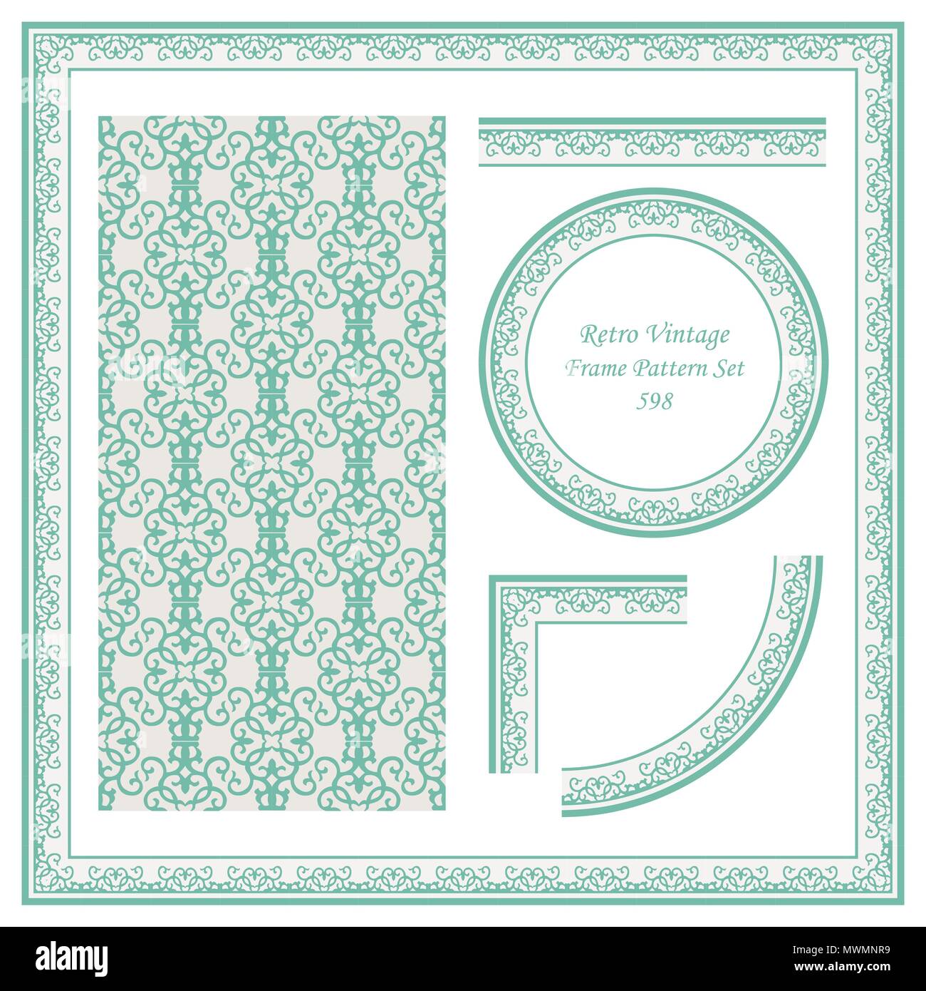 Vintage border retro pattern background and frame decoration template ...