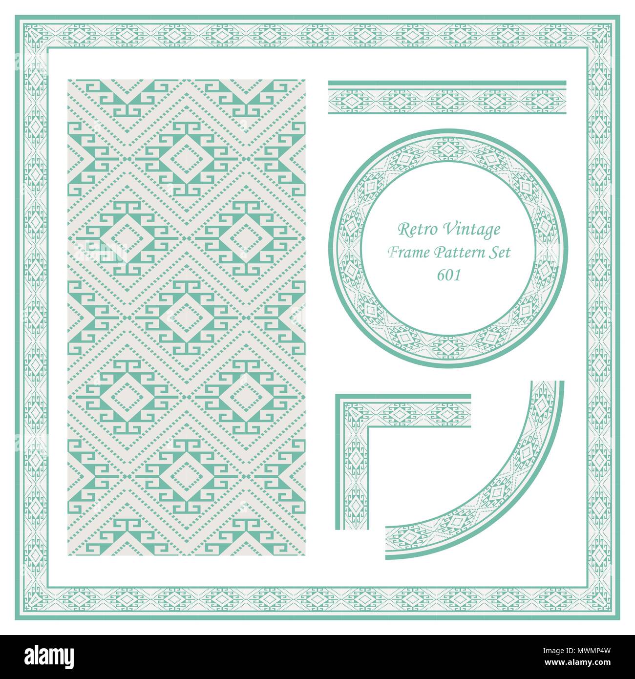 Vintage border retro pattern background and frame decoration template ...