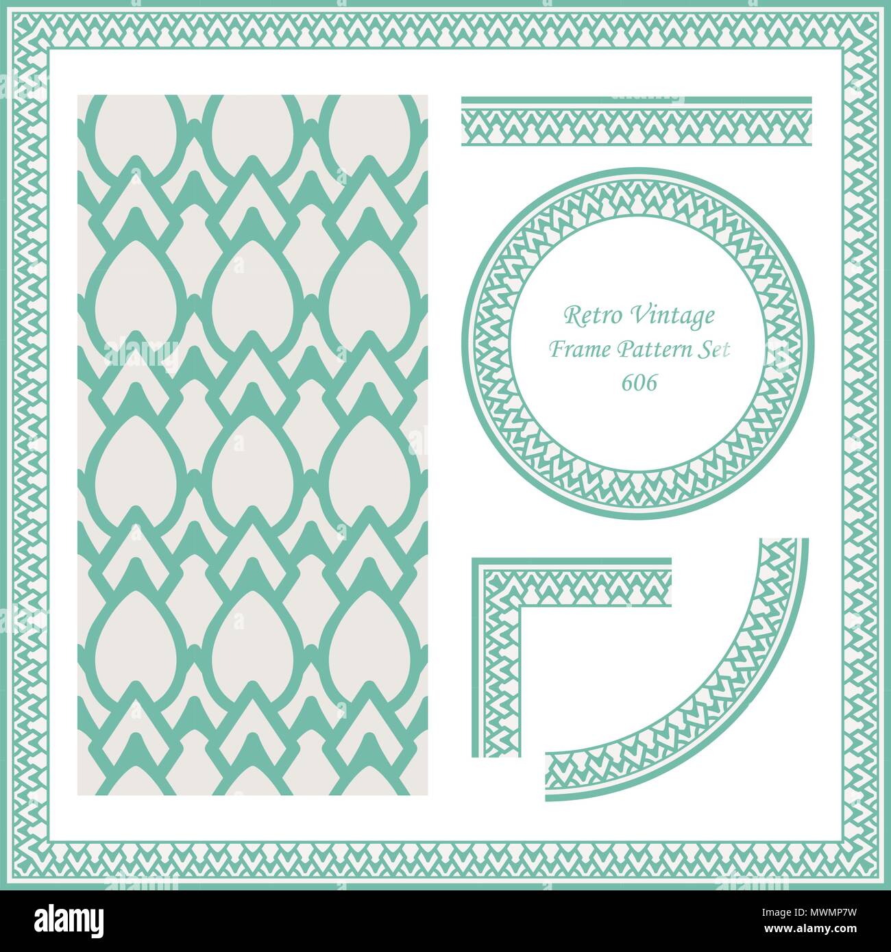 Vintage border retro pattern background and frame decoration template ...