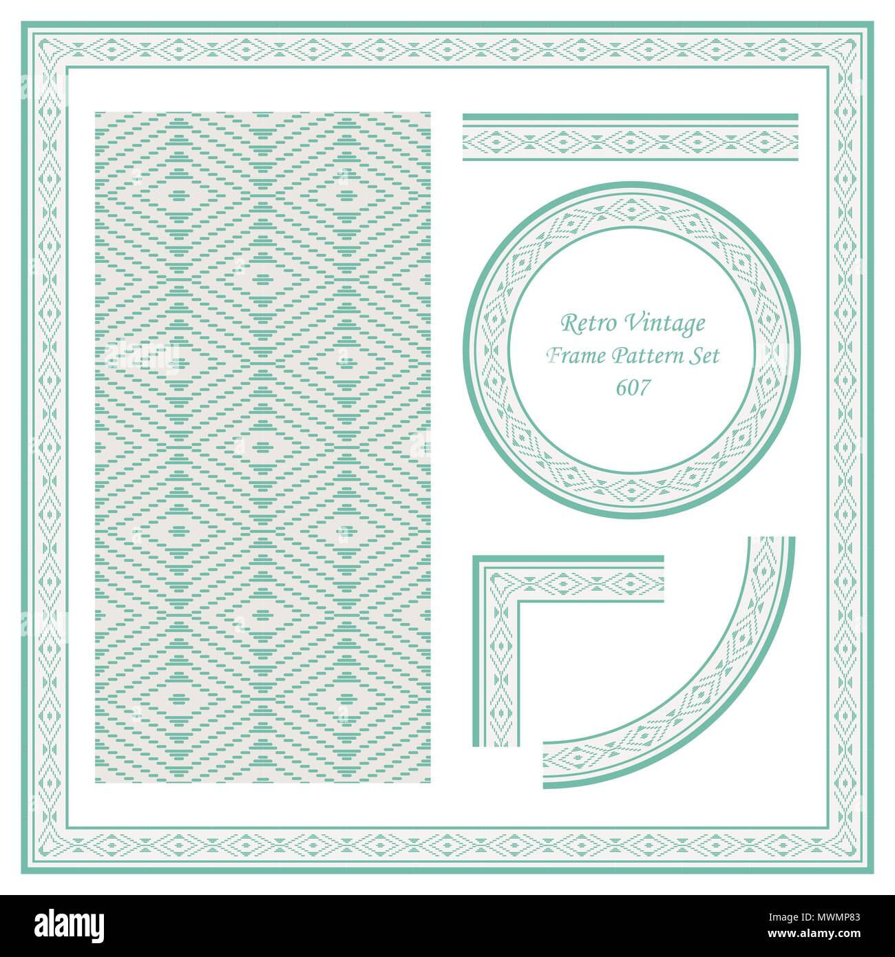 Vintage border retro pattern background and frame decoration template ...