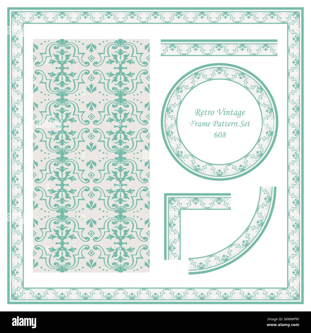Vintage border retro pattern background and frame decoration template ...