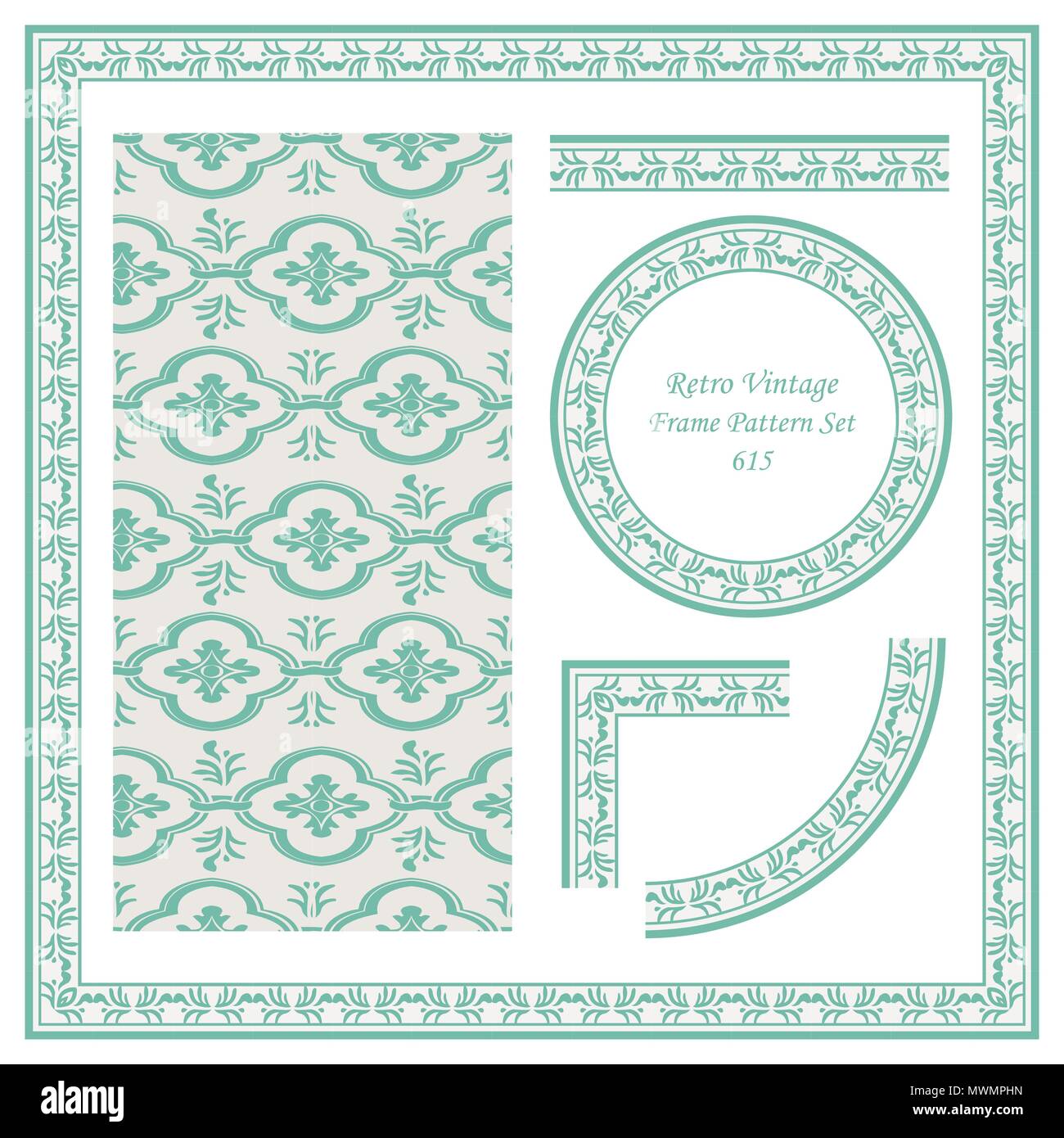 Vintage border retro pattern background and frame decoration template ...