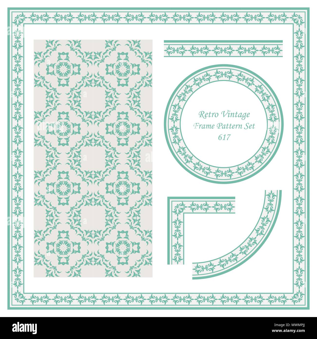 Vintage border retro pattern background and frame decoration template ...