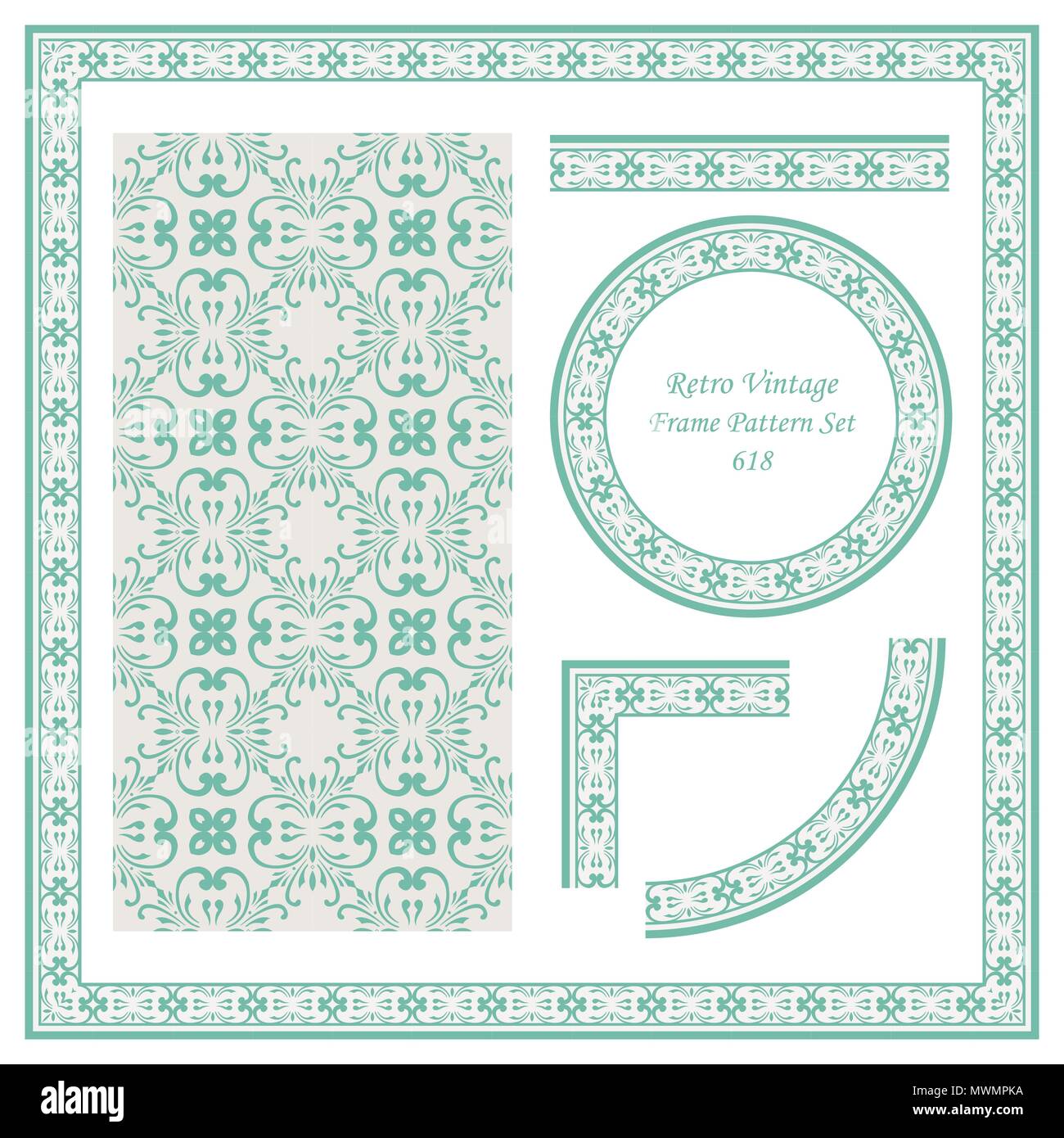 Vintage border retro pattern background and frame decoration template ...