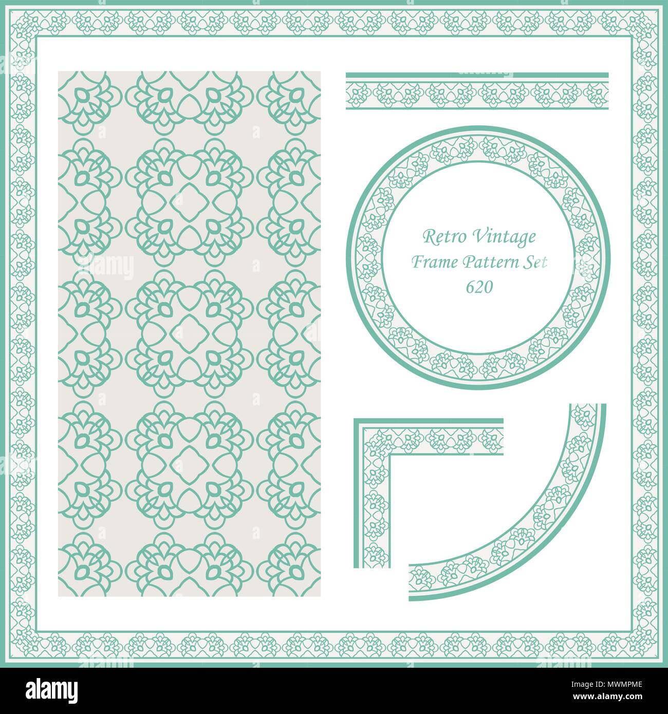 Vintage border retro pattern background and frame decoration template ...