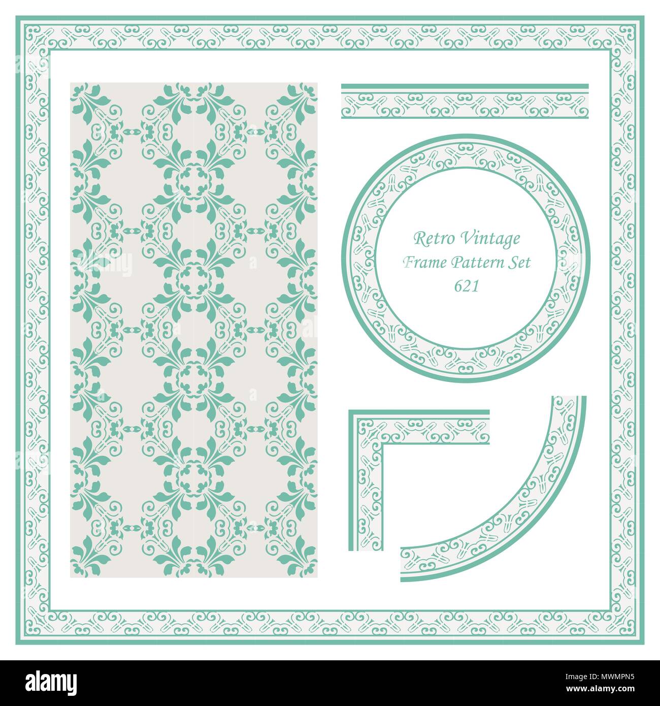 Vintage border retro pattern background and frame decoration template ...