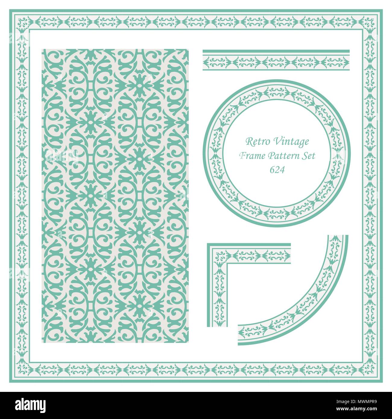 Vintage border retro pattern background and frame decoration template ...