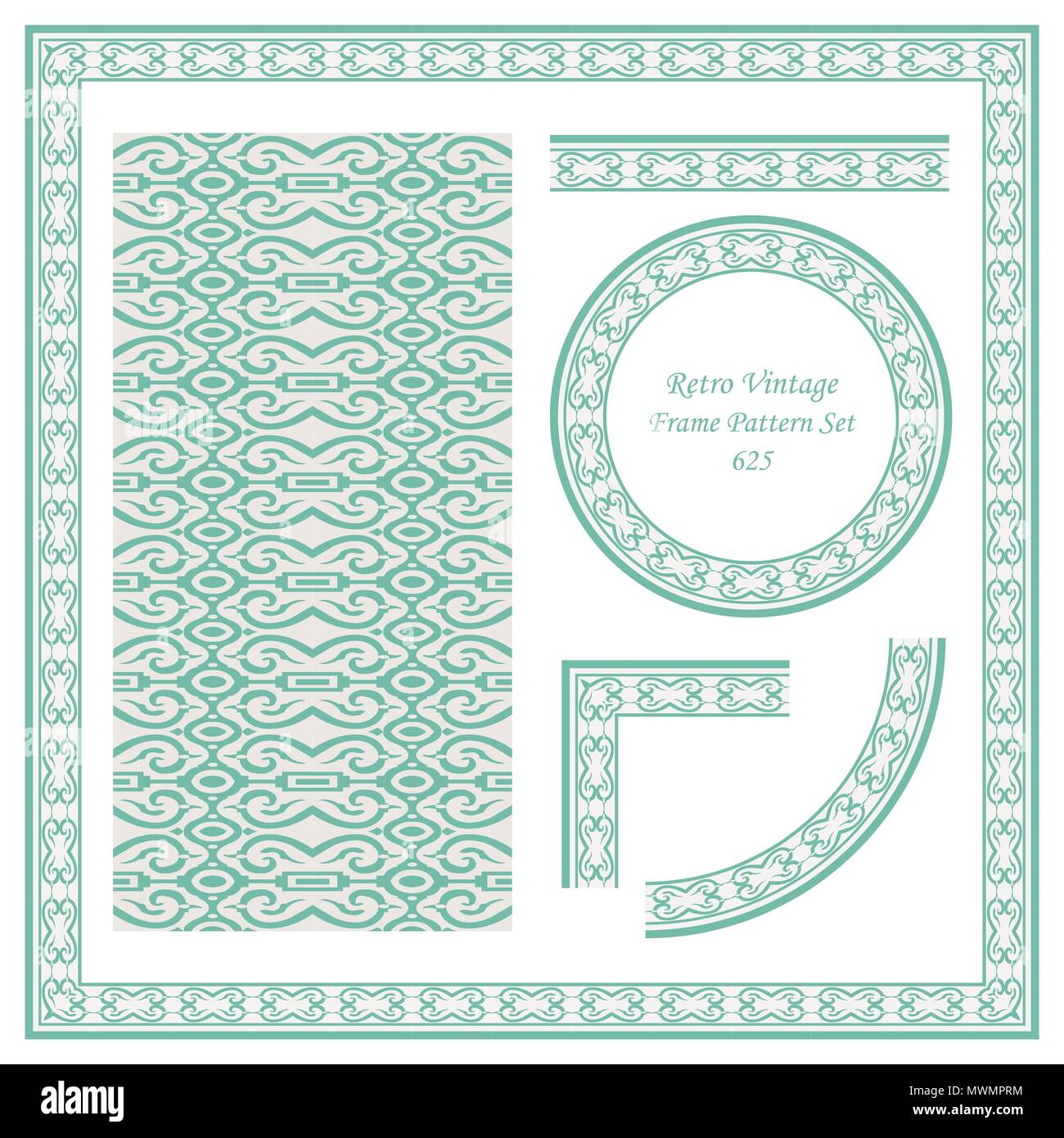 Vintage border retro pattern background and frame decoration template ...