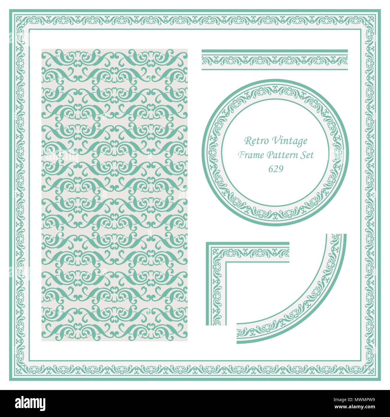 Vintage border retro pattern background and frame decoration template ...
