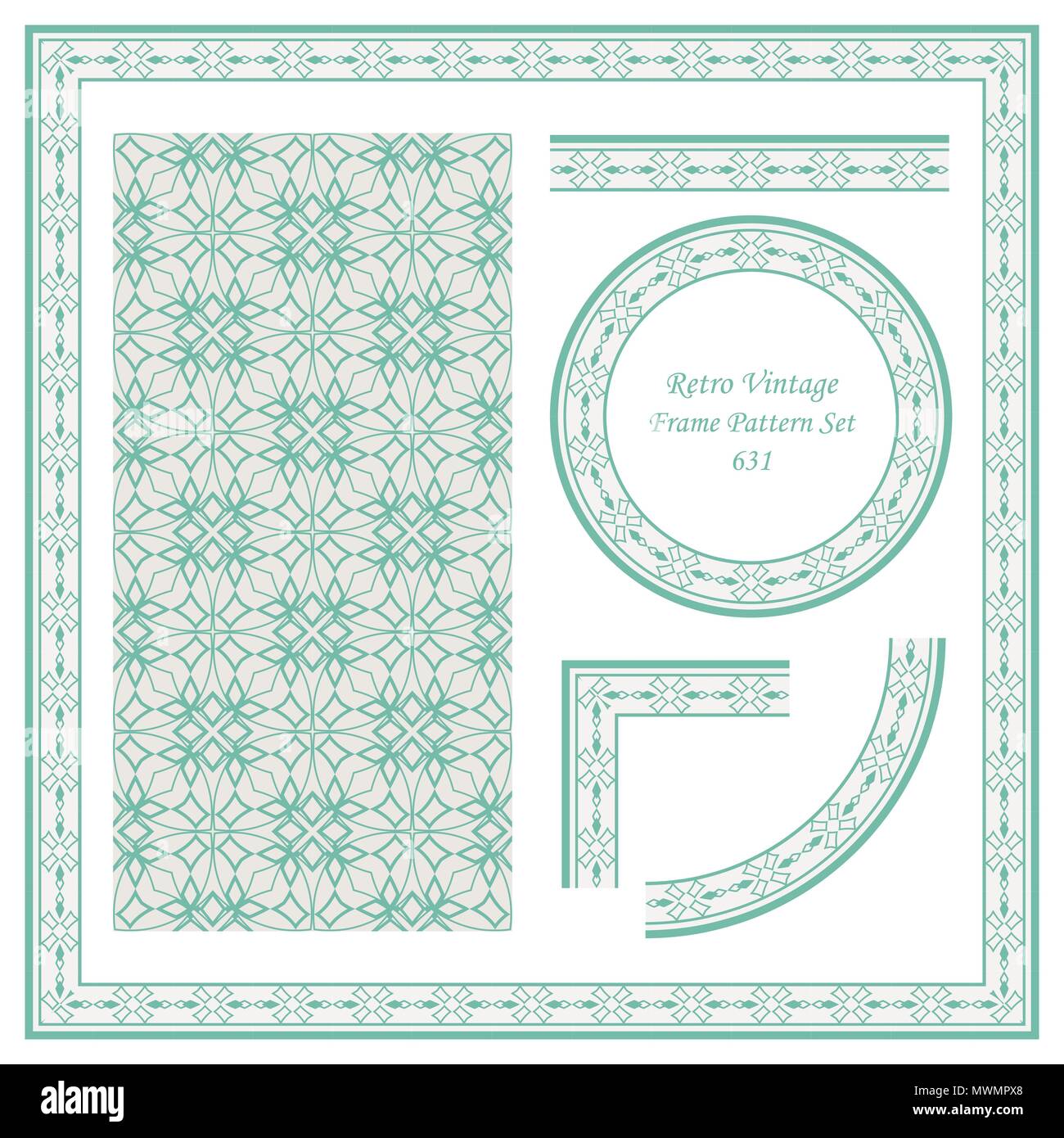 Vintage border retro pattern background and frame decoration template ...