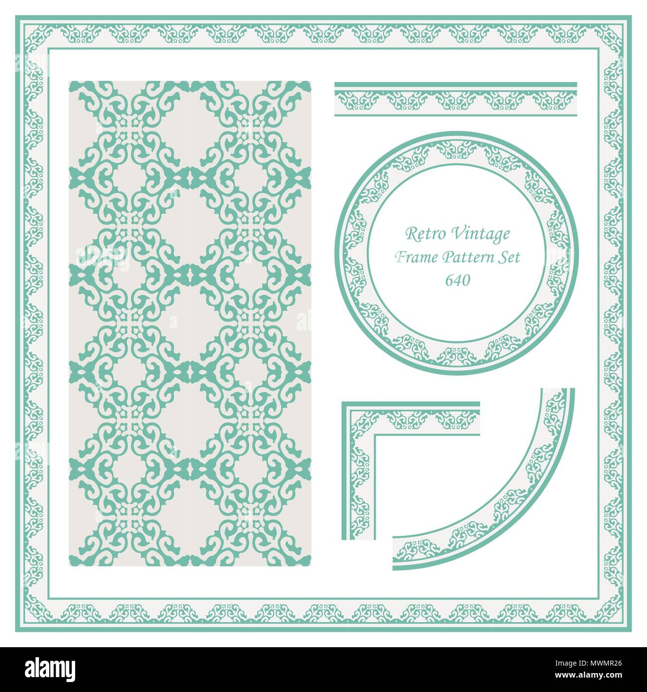 Vintage border retro pattern background and frame decoration template ...