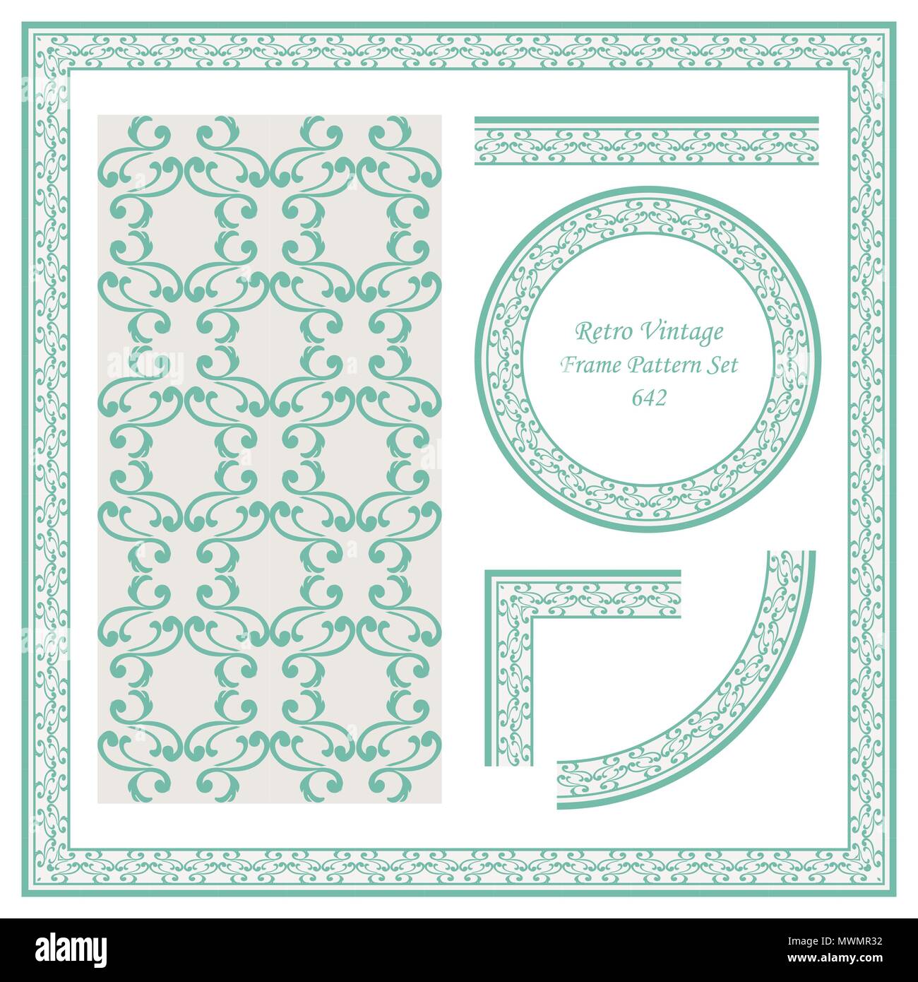 Vintage border retro pattern background and frame decoration template ...