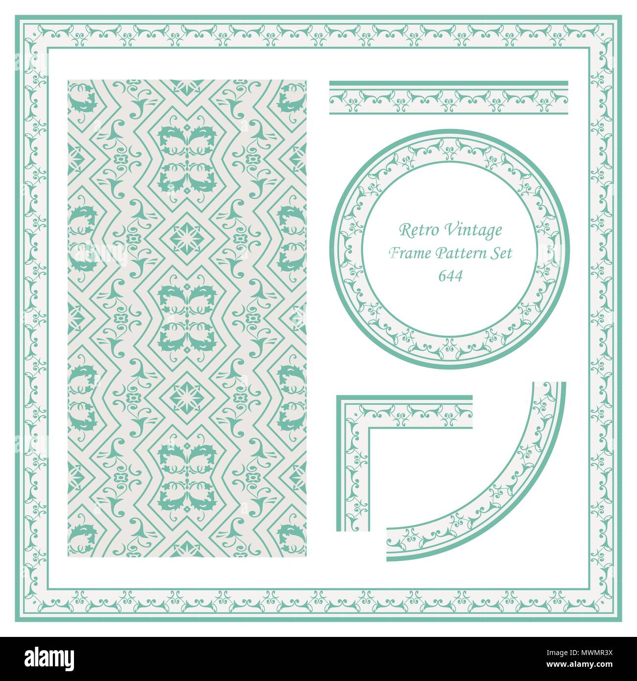 Vintage border retro pattern background and frame decoration template ...