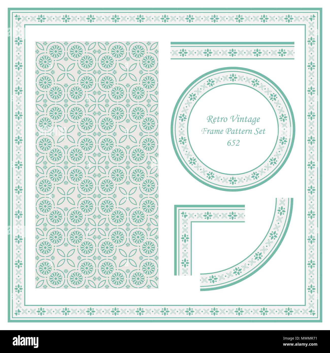 Vintage border retro pattern background and frame decoration template ...