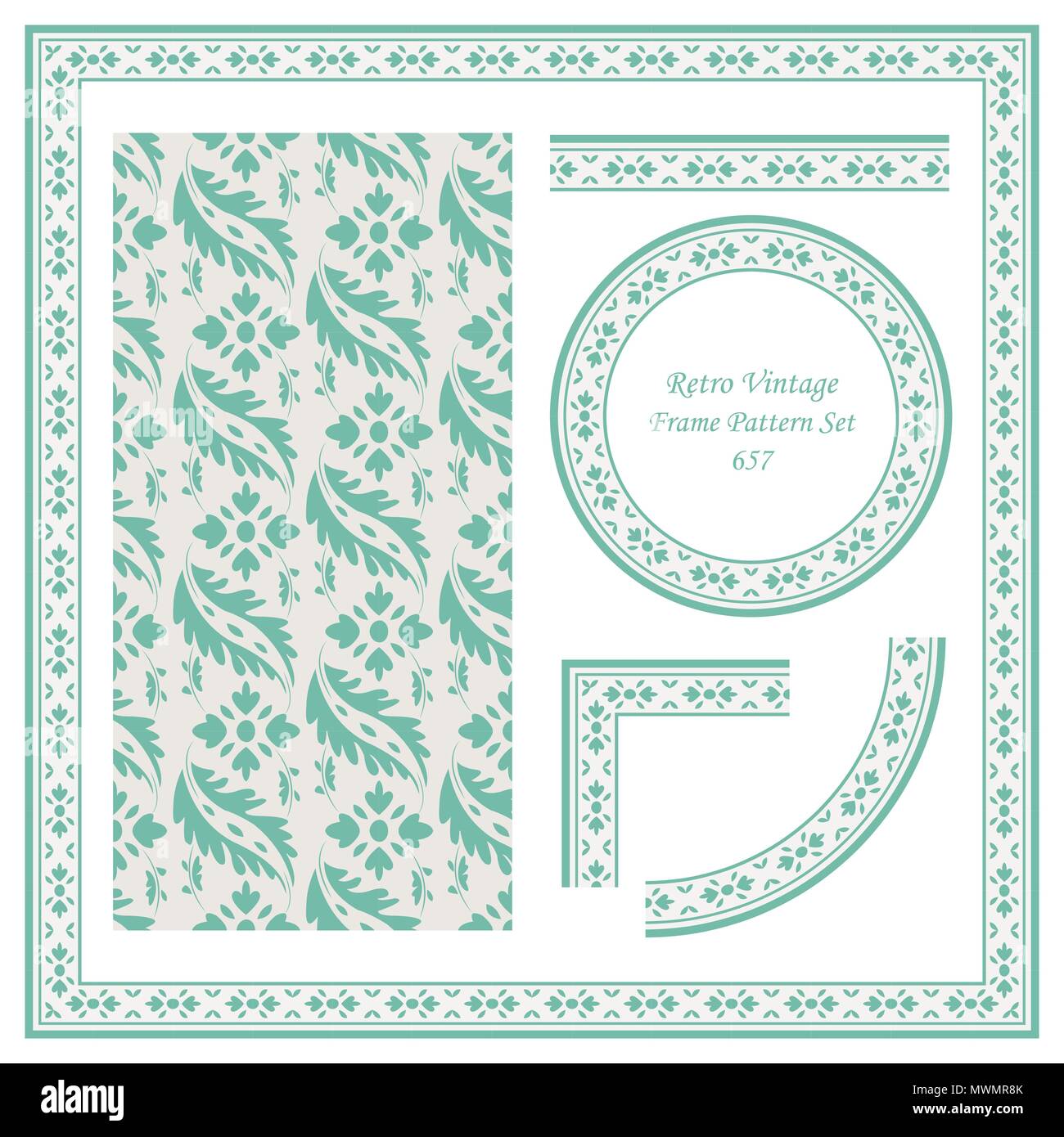 Vintage border retro pattern background and frame decoration template ...