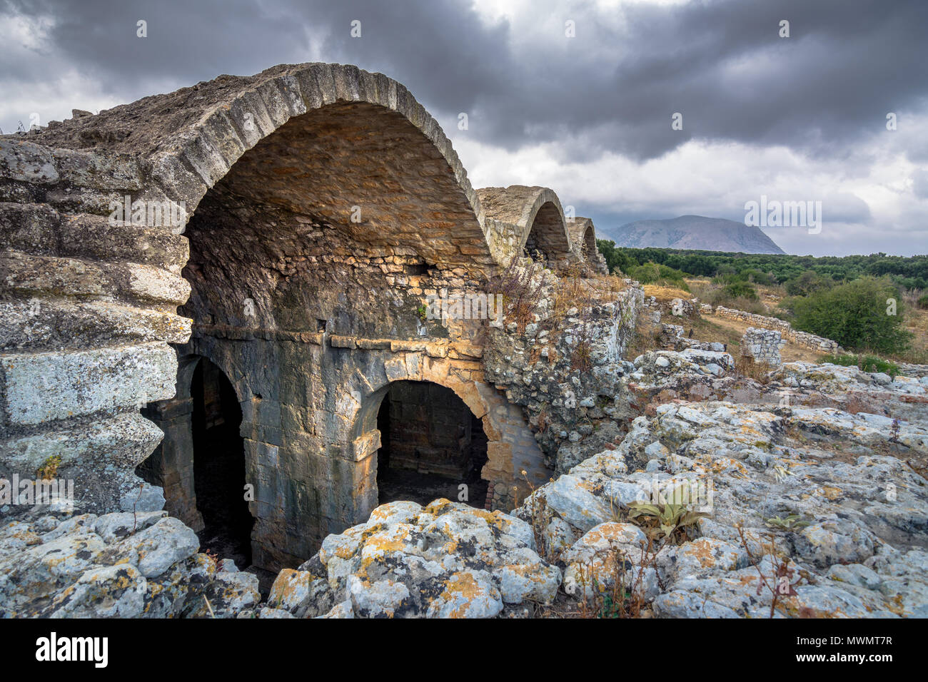 Ancient, Roman cistern in Aptera, Chania in Crete island, Greece Stock ...