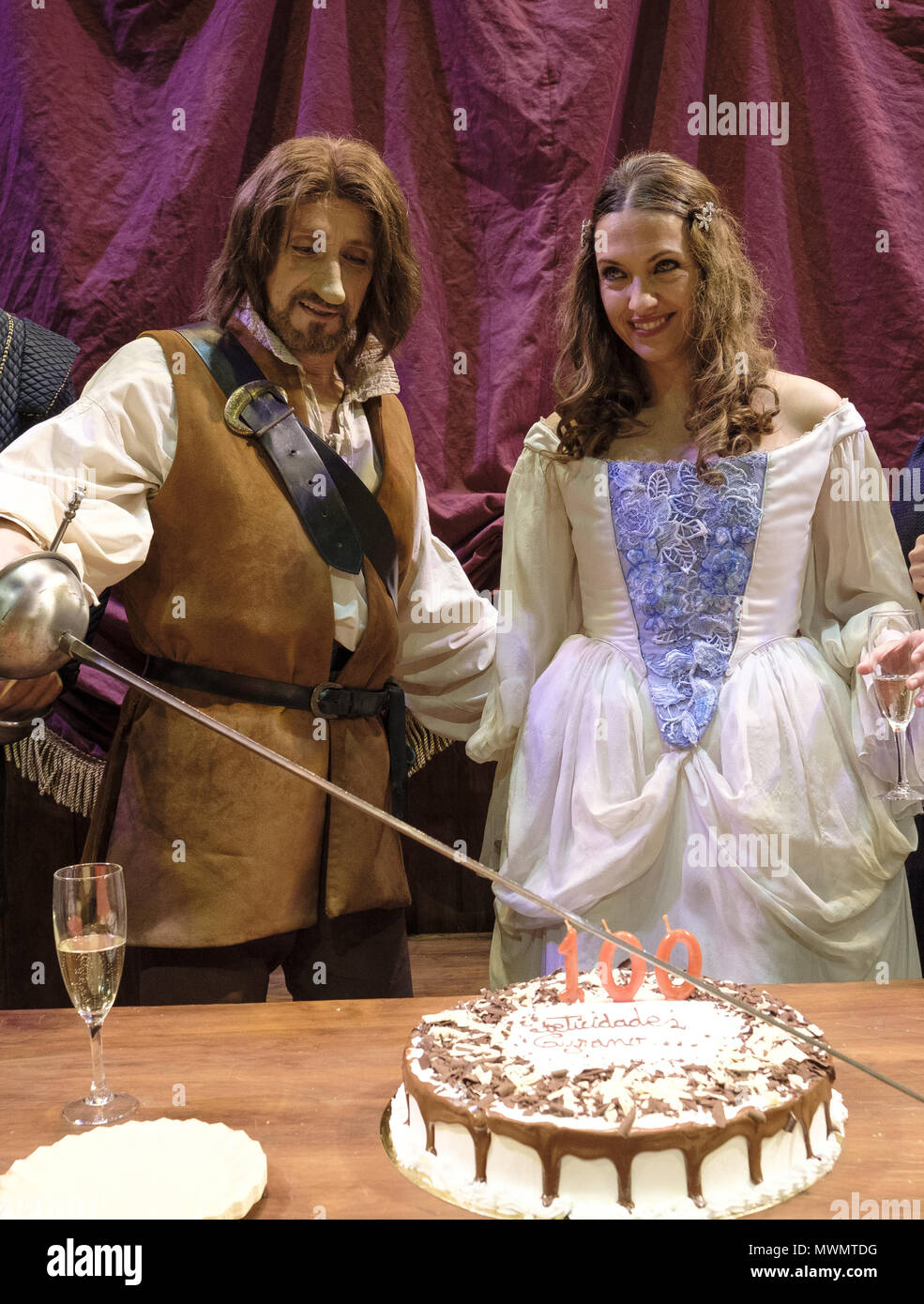 Jose Luis Gil and Ana Ruiz pose during the celebration of the 100 ...