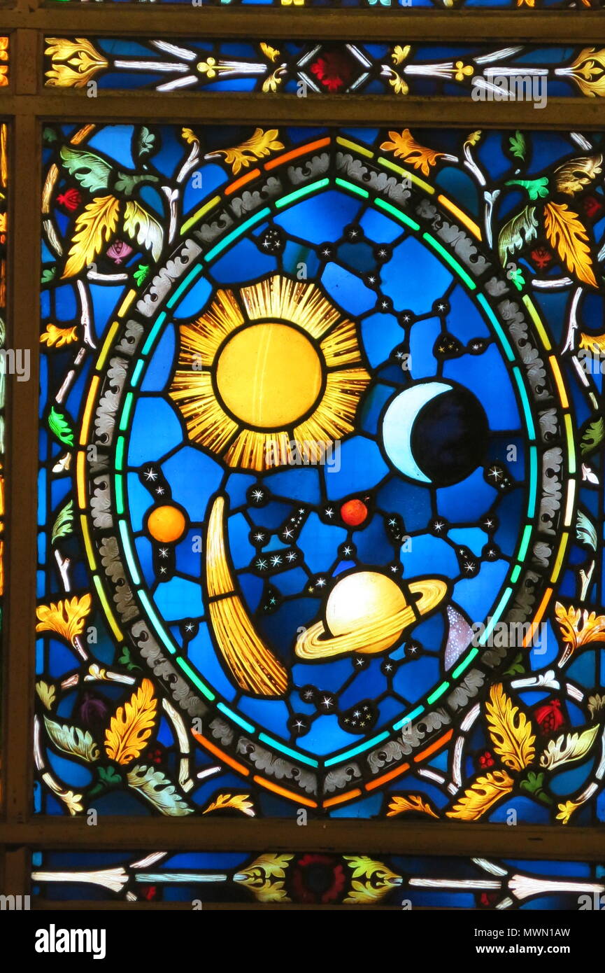 A stained glass window at Freemasons Hall London, the headquarters of ...