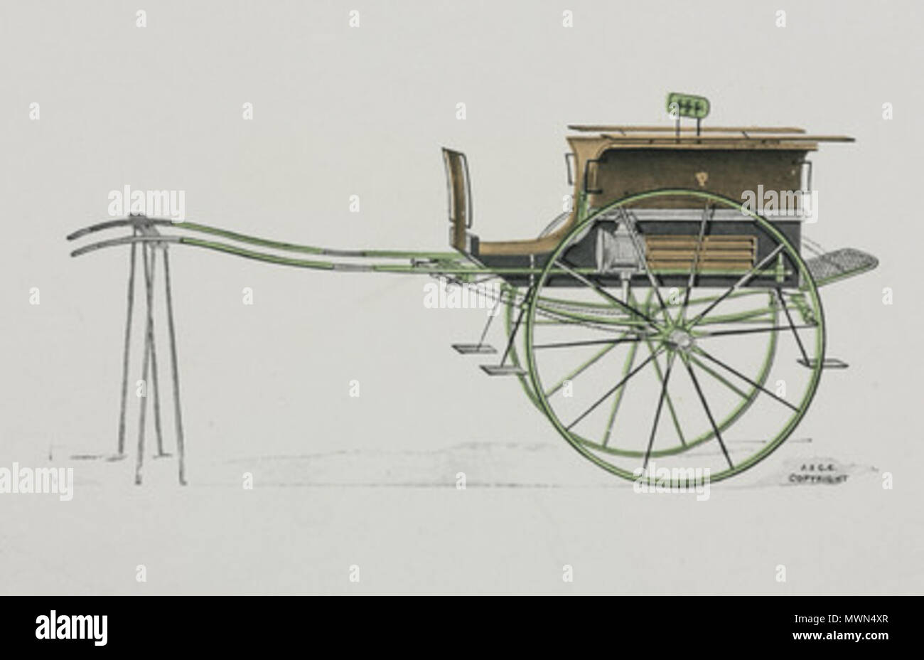. Print. One of a series of designs for various types of horse-drawn ...