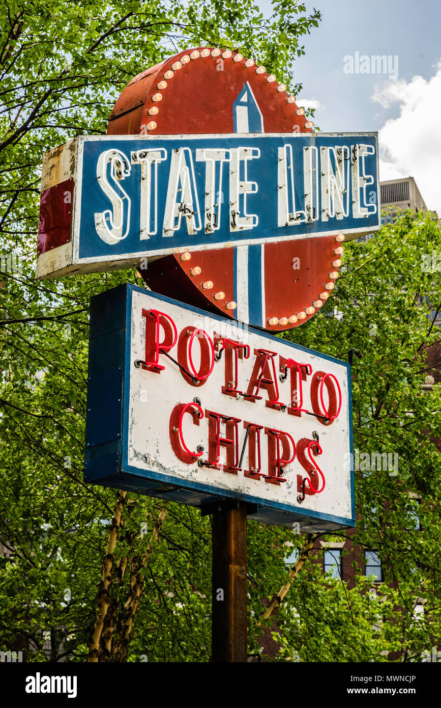 State Line Patato Chips Sign Wharf District Parks Boston, Massachusetts ...