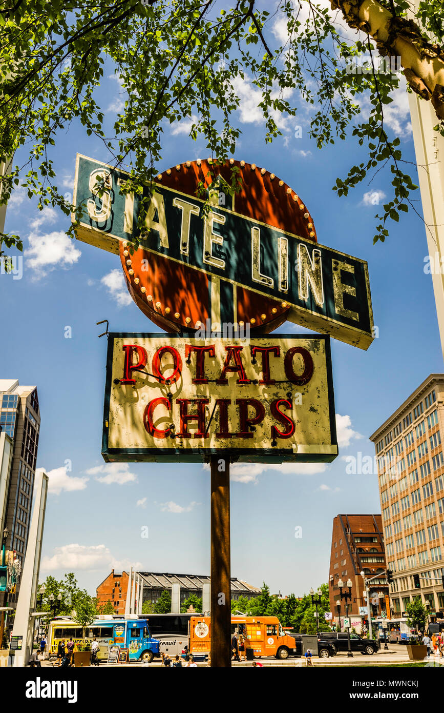 State Line Patato Chips Sign Wharf District Parks Boston, Massachusetts ...