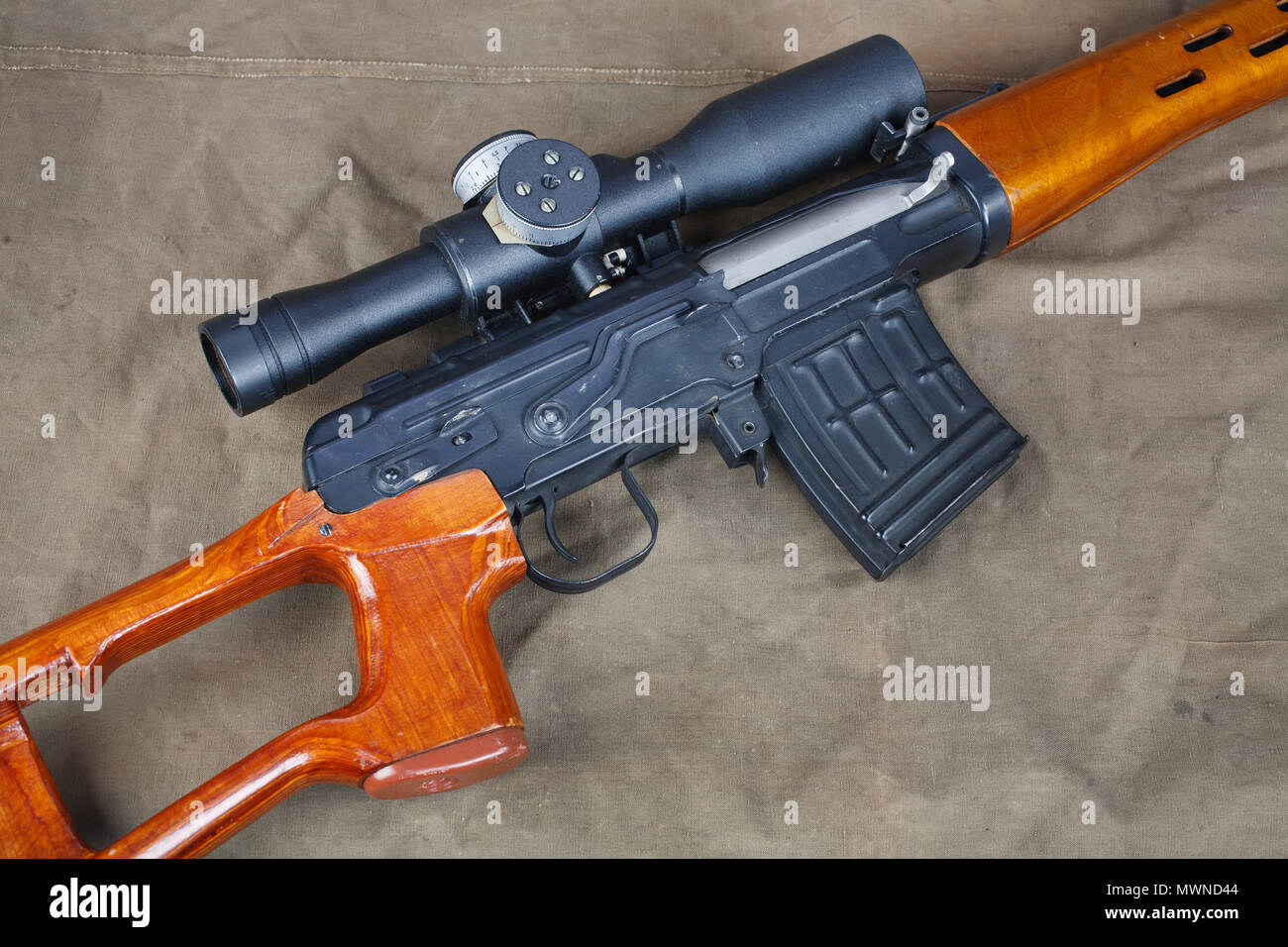 SVD sniper rifle on canvas background Stock Photo - Alamy