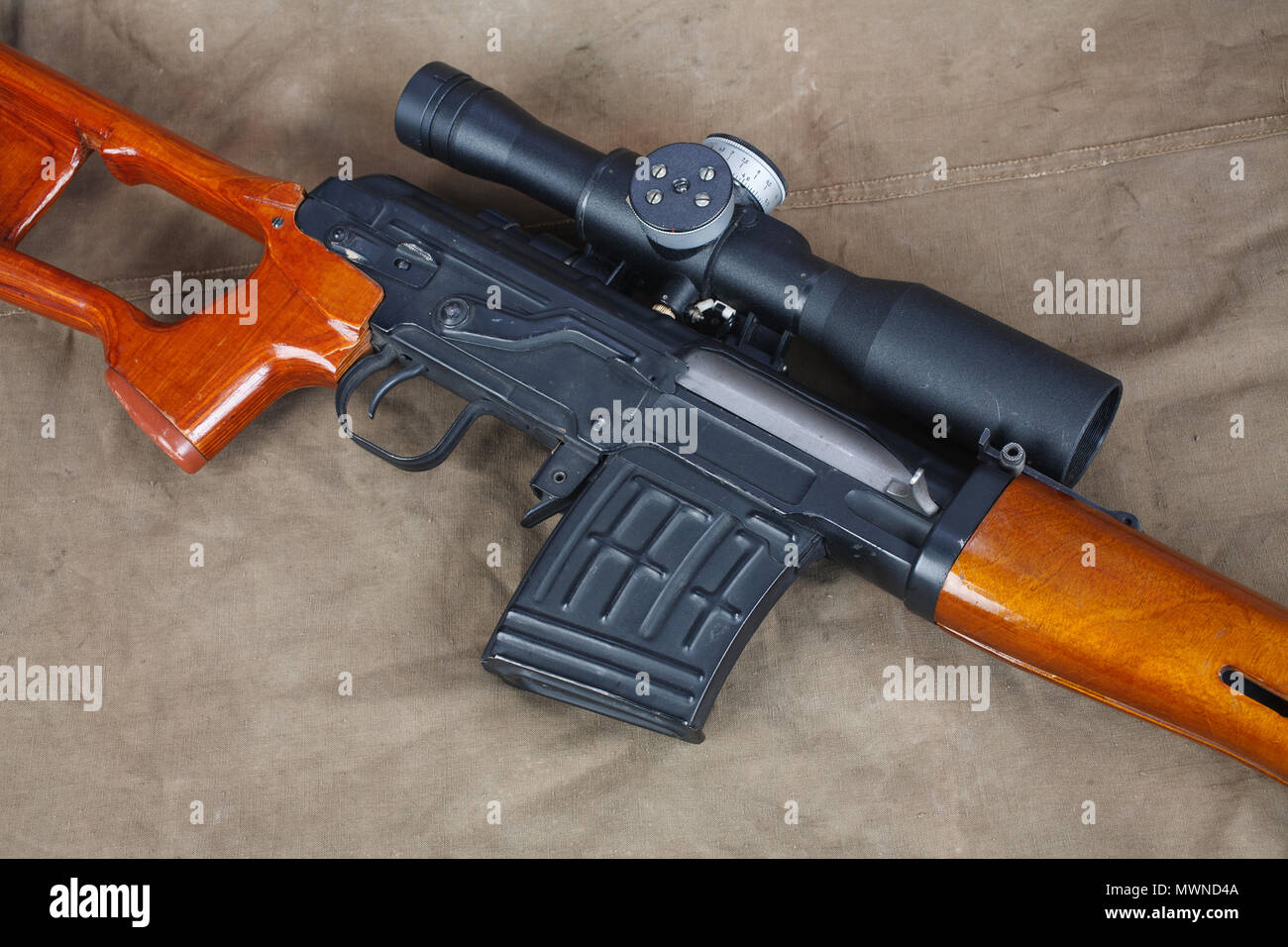 SVD sniper rifle on canvas background Stock Photo - Alamy