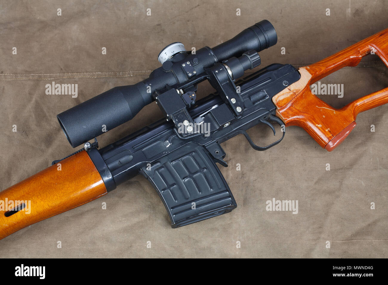SVD sniper rifle on canvas background Stock Photo - Alamy
