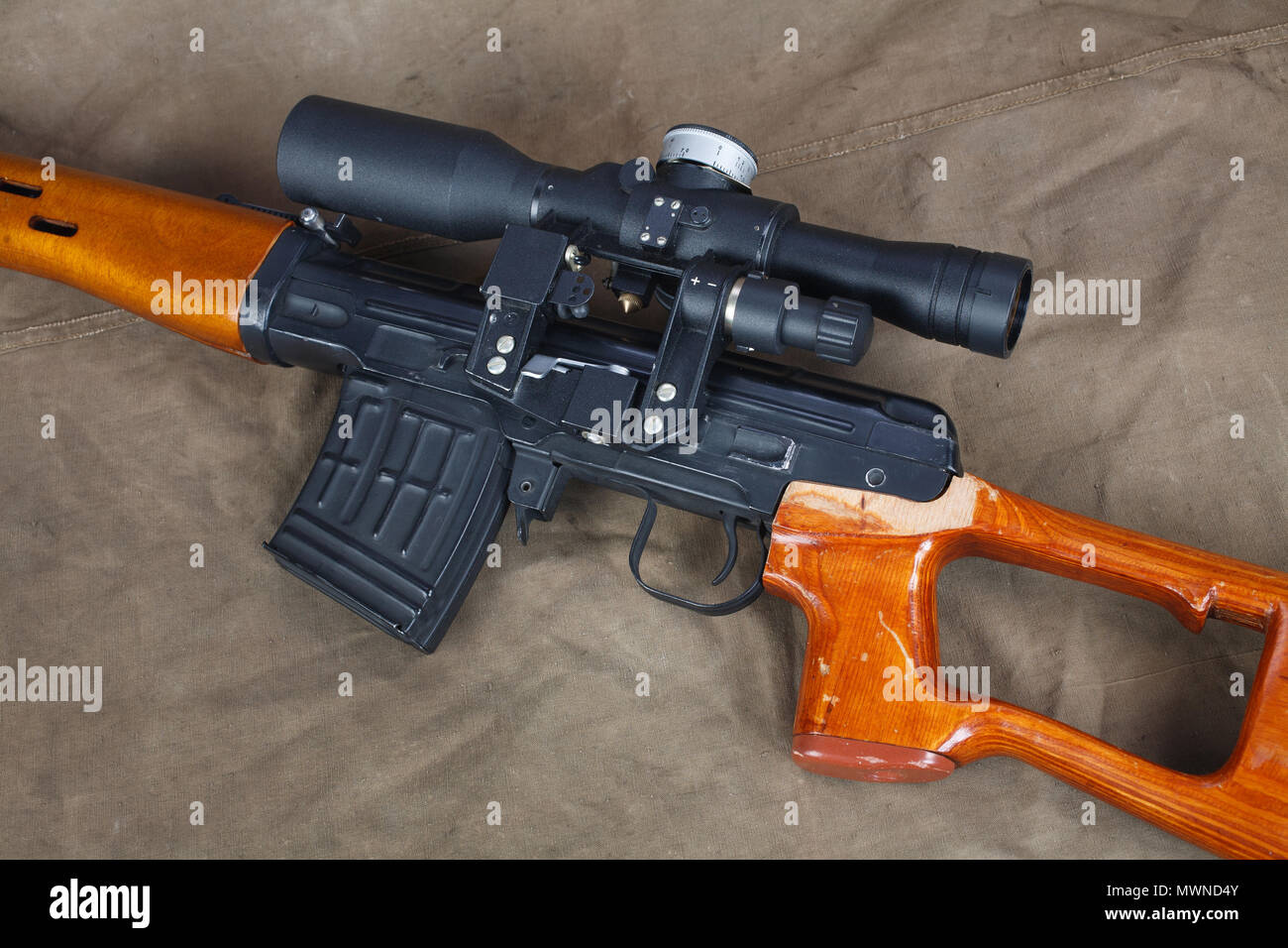 SVD sniper rifle on canvas background Stock Photo - Alamy