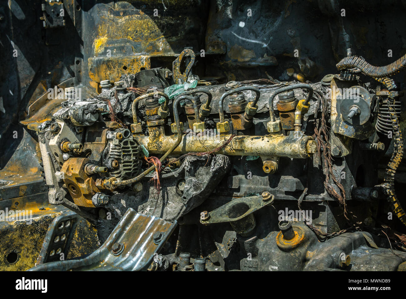 Burned car after arson hi-res stock photography and images - Alamy