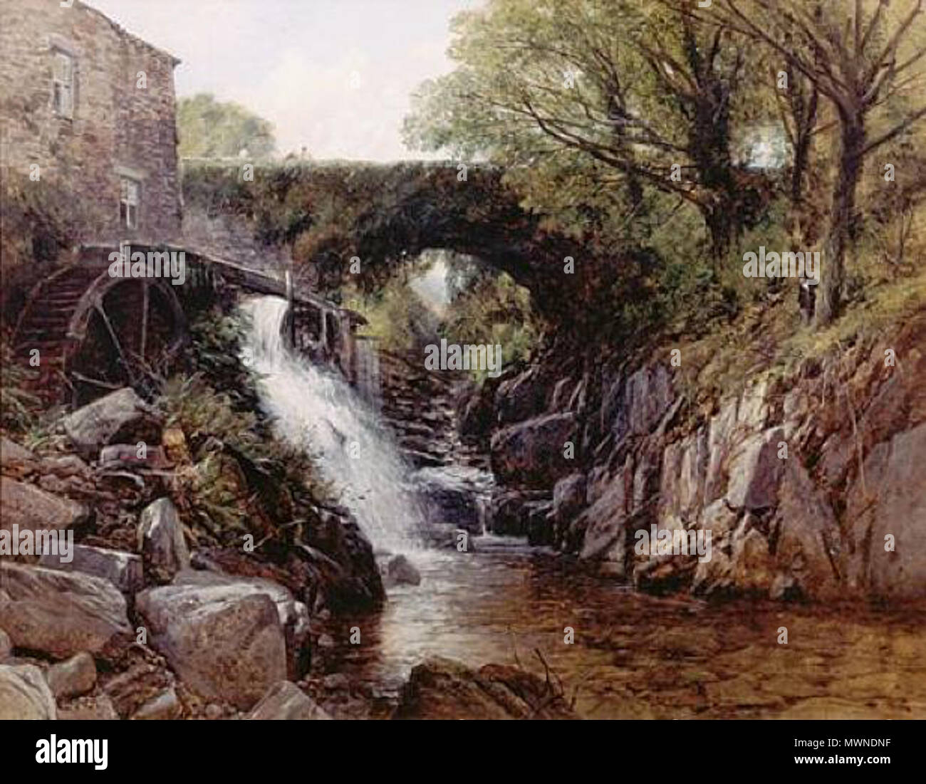 . English: Pont Hoogan Mill by Frederick William Hulme who died in 1884 ...
